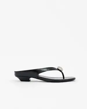 MI/MAI Cristo Croc Jewel Flat Sandals - Black