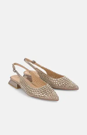 ALMA EN PENA Embellished Pointed Toe Flat Shoes With Buckle Fastening - Metallic Rust/copper