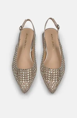 ALMA EN PENA Embellished Pointed Toe Flat Shoes With Buckle Fastening - Metallic Rust/copper