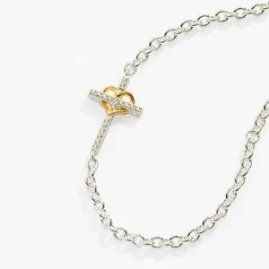 ALEX AND ANI Sterling And Gold-plated Crystal Cross And Heart Bracelet