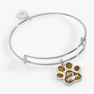 ALEX AND ANI Dog Mom Charm Bangle - Silver