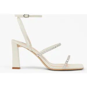 MI/MAI Nidal Rhinestone Detail Heeled Sandals - White