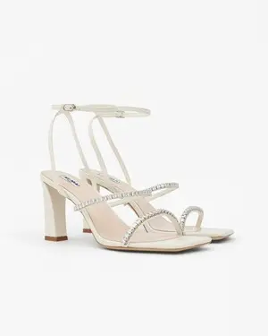 MI/MAI Nidal Rhinestone Detail Heeled Sandals - White