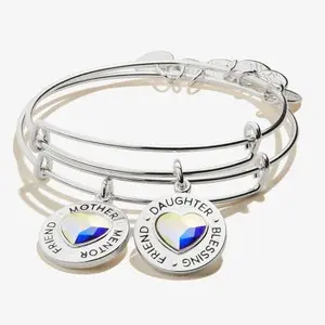 ALEX AND ANI Mother And Daughter Charm Bangle Set - Silver
