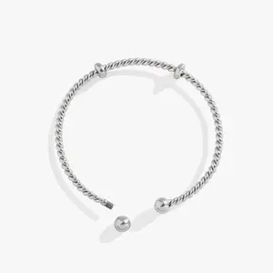 ALEX AND ANI Twisted Rope Charm Bracelet Cuff - Silver