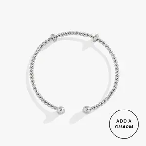 ALEX AND ANI Twisted Rope Charm Bracelet Cuff - Silver