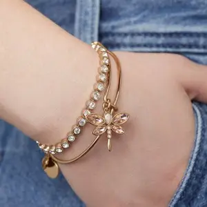 ALEX AND ANI Crystal Dragonfly Bangle Bracelet