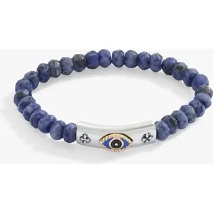 ALEX AND ANI Evil Eye Stretch Bracelet With Sodalite-colored Beads - Silver