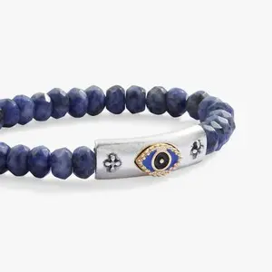 ALEX AND ANI Evil Eye Stretch Bracelet With Sodalite-colored Beads