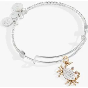 ALEX AND ANI Textured Crab Charm Bangle Bracelet - Silver