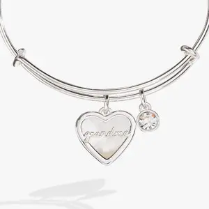 ALEX AND ANI Grandma Mother Of Pearl Bangle Bracelet - Silver
