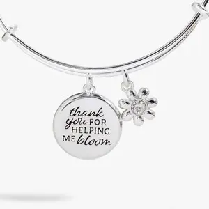 ALEX AND ANI Thank You For Helping Me Bloom" Charm Bangle - Silver