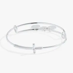 ALEX AND ANI Cross In-line Bangle Bracelet - Silver