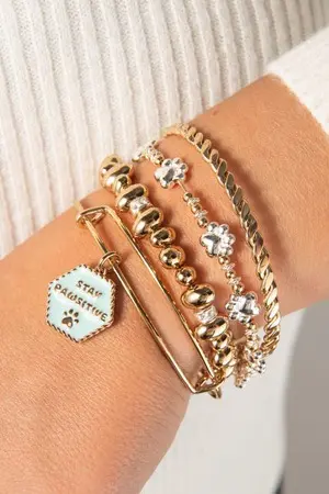 ALEX AND ANI Paw Print Beaded Dog Bangle Bracelet