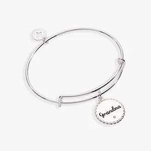 ALEX AND ANI Grandma" Charm Bangle - Silver