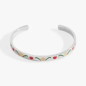 ALEX AND ANI Planted In Love" Floral Enamel Cuff Bracelet