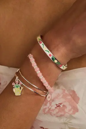 ALEX AND ANI Planted In Love" Floral Enamel Cuff Bracelet