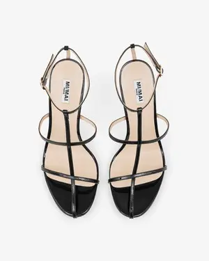MI/MAI Gupta Patent Leather Heeled Sandals - Black