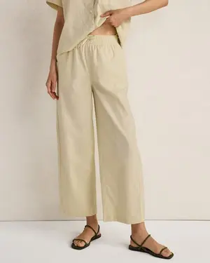 HAVEN WELL WITHIN Organic Cotton Linen Barrel Leg Pants - Celery Leaf