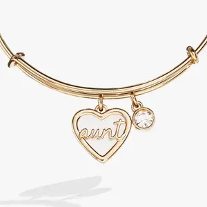 ALEX AND ANI Aunt" Mother Of Pearl Heart Charm Bangle