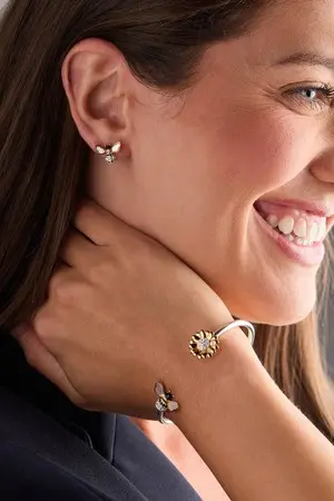 ALEX AND ANI Sunflower & Bee Cuff Bracelet