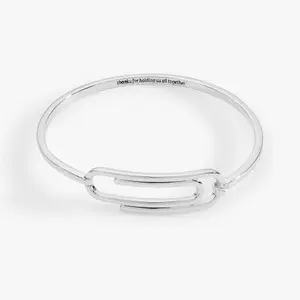 ALEX AND ANI Alex And Ani "Thanks For Holding Us All Together" Paperclip Tension Bangle Silver