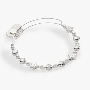 ALEX AND ANI Seaside Pearl Beaded Bangle With Coastal Symbols