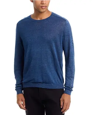 John Varvatos Cesari Textured Stripe Crewneck Shirt - Bluestone