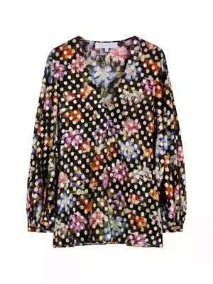 Borgo De Nor Stellan Fil-coupé Floral Print Blouse