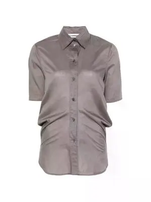 JIL SANDER Pleated Collar Cotton Shirt - Grey