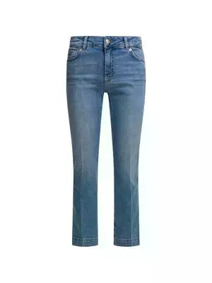 Sportmax Slim Fit Logo Patch Jeans - Blue