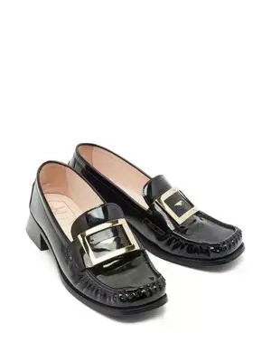 ROGER VIVIER Patent Leather Loafers With Gold-tone Buckle