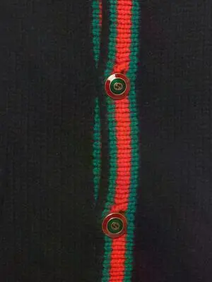 Gucci Wool Cable Knit Cardigan With Web Stripe Trim
