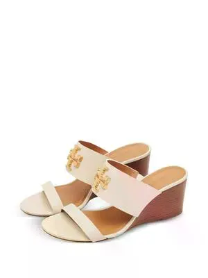 Tory Burch Leather Wedge Sandals - Neutrals