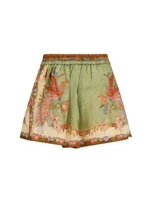 Zimmermann Indra Relaxed Silk Drawstring Shorts - Multicolor