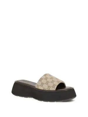Gucci Gg Canvas Oversized Sole Slider Sandals - Multicolor