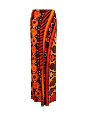 Emilio Pucci Satin Skirt With Solei Print - Orange