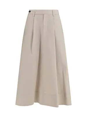 BRUNELLO CUCINELLI Brunello Cucinelli Cotton Poplin Midi Skirt With Monili Detail