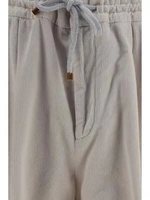 Brunello Cucinelli Corduroy Drawstring Pants - Cream