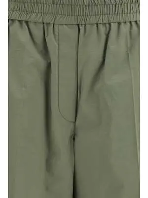Brunello Cucinelli Relaxed Fit Wide Leg Cotton Pants - Green