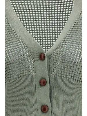 Brunello Cucinelli Sequined Mesh V-neck Cardigan