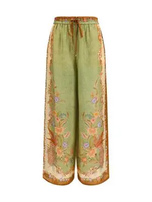 Zimmermann Indra Relaxed Silk Habotai Wide-leg Pants - Multicolor