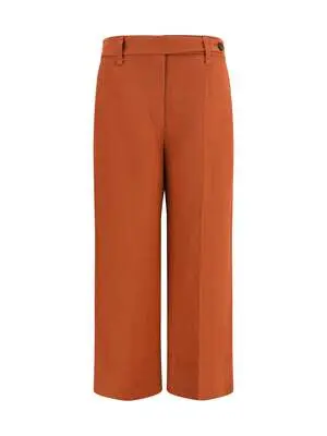 Brunello Cucinelli Cigarette Pants In Fluid Viscose And Linen Twill - Brown