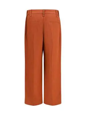Brunello Cucinelli Cigarette Pants In Fluid Viscose And Linen Twill - Brown