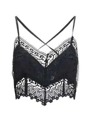 Charo Ruiz Ibiza Blanca Lace V-neck Top - Black
