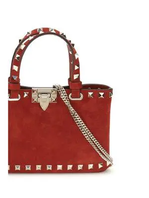 Valentino Garavani Rockstud Suede Mini Handbag - Red