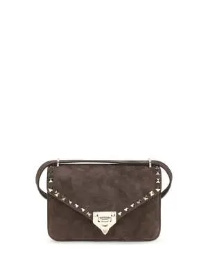 Valentino Garavani VALENTINO GARAVANI Rockstud Suede Shoulder Bag Brown
