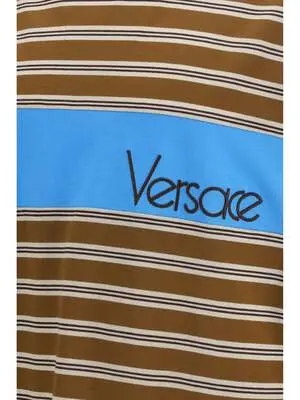 Versace Striped Cotton T-shirt - Brown