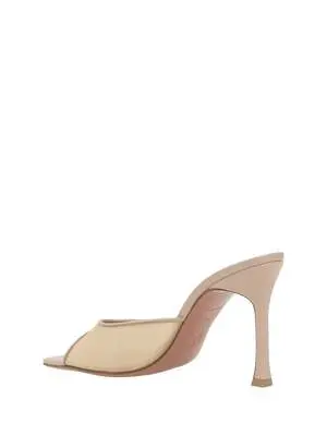 Amina Muaddi Alexa Slipper Sandals With Stiletto Heel - Cream