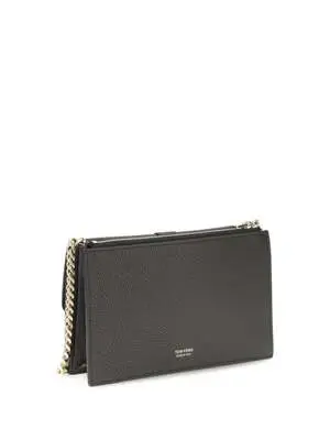 TOM FORD Chain Shoulder Bag In Grained Leather - Black